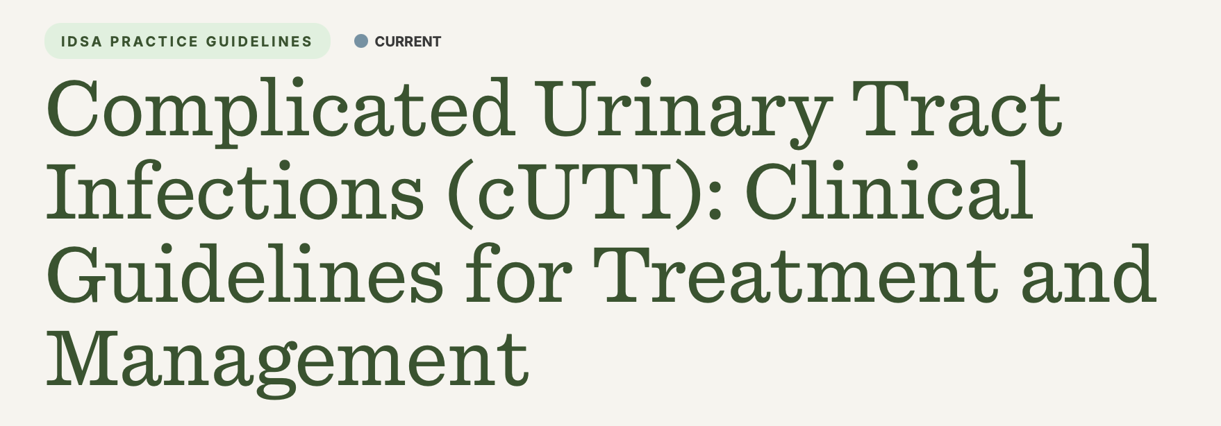 Guideline Update: 2025 IDSA Management of Complicated UTI - emDocs